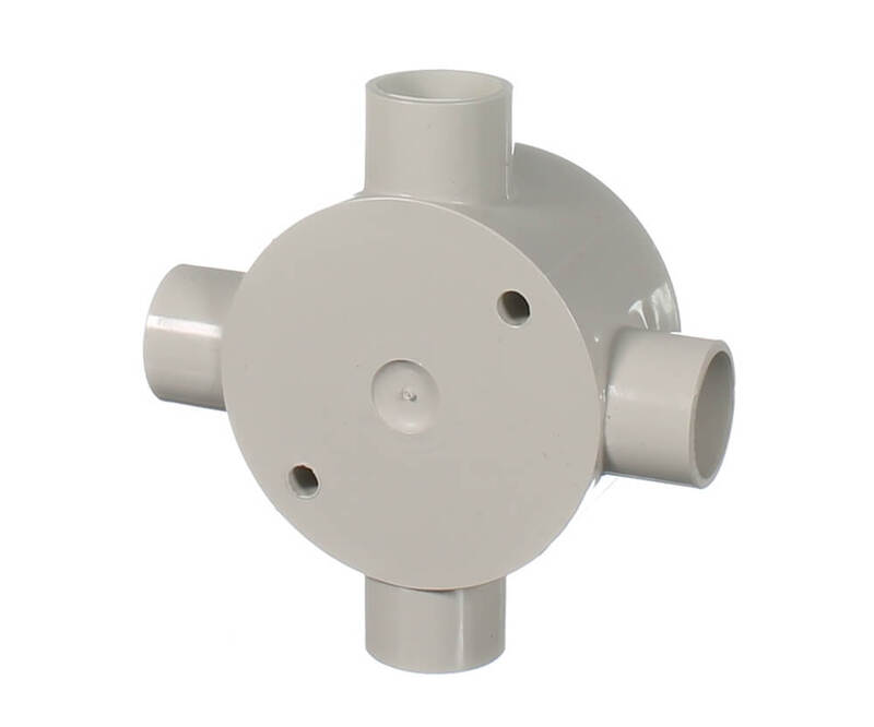 Clipsal 4 Way 20mm Round Shallow Junction Box | 240-20-4-GY | Jbox