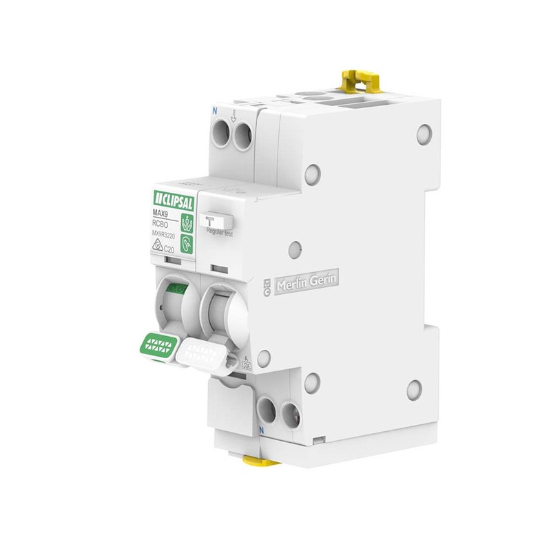 Clipsal MX9R3220 | 20A MAX9 RCBO 1PN C | 30mA Type A