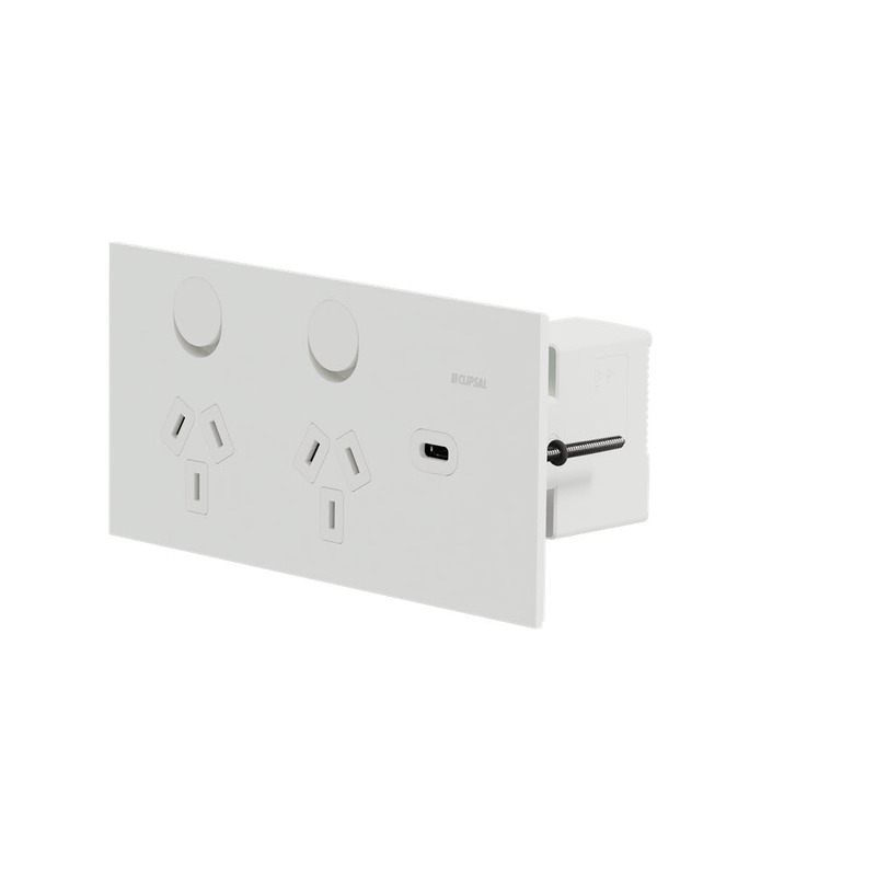 Clipsal 1025USBC-WC | Solis T Series Horizontal Double GPO With USB C ...