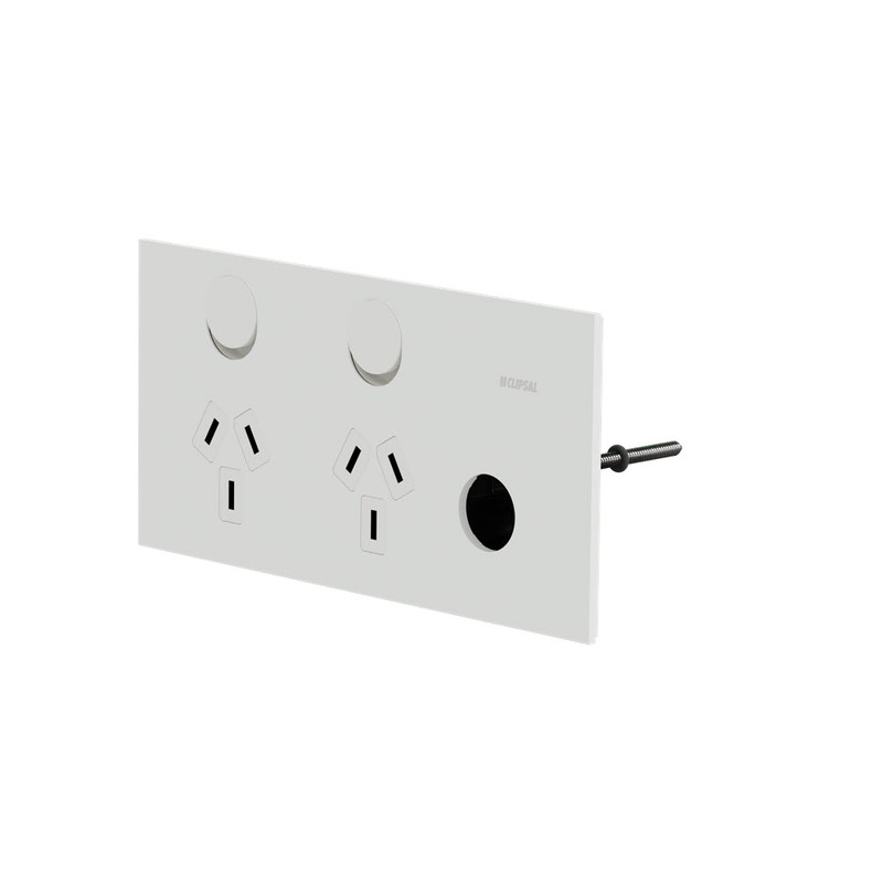 Clipsal 1025XUA-WC | Solis T Series Horizontal Double GPO With Extra ...