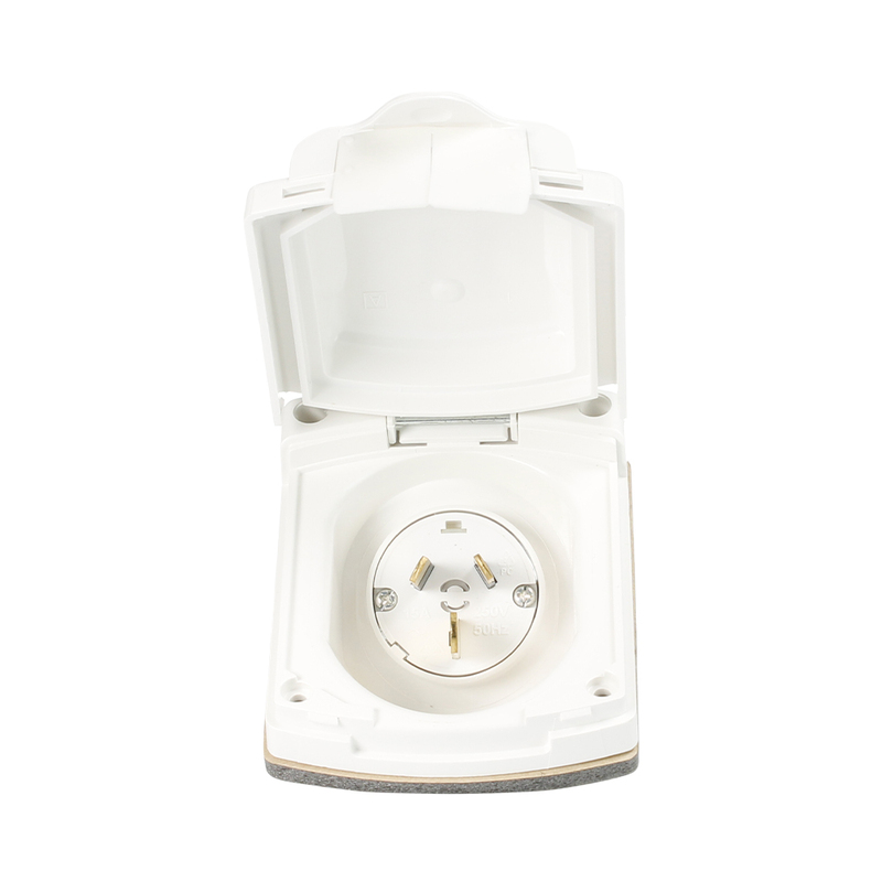 Clipsal 435VFS15-WE | Weatherproof Inlet 15 Amp White IP34 | Caravan Inlet