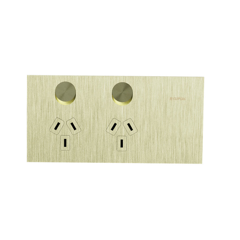 Clipsal 1025-LB | Solis T Series Horizontal Double GPO | Living Brass ...