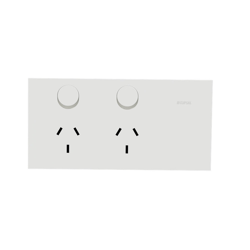 Clipsal 1025-ZW | Solis Horizontal Mount Double GPO | Matte White Power ...