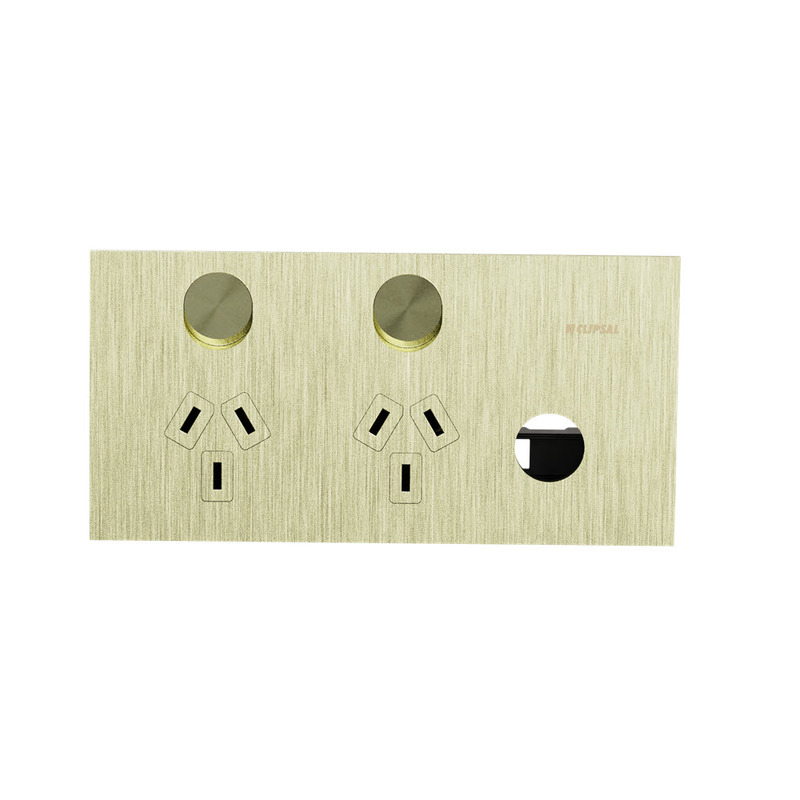 Clipsal 1025XUA-LB | Solis T Series Horizontal Double GPO With Extra ...