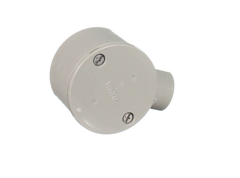 Clipsal 1 Way 25mm Round Shallow Junction Box | 240-25-1-GY | Jbox