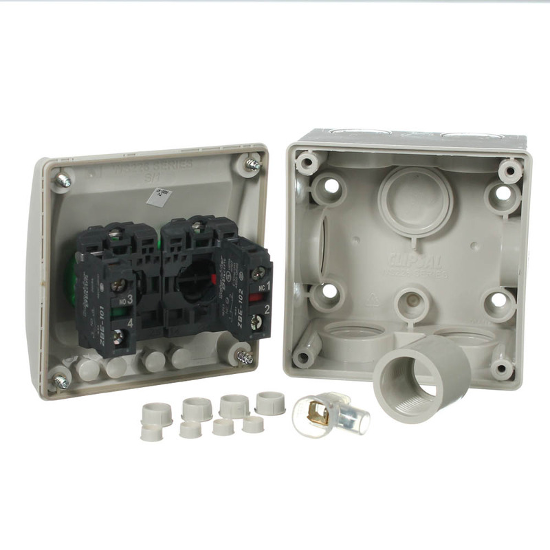 Clipsal WS226/2PB-RG | Push Button Switch Weatherproof 2 Gang Start ...