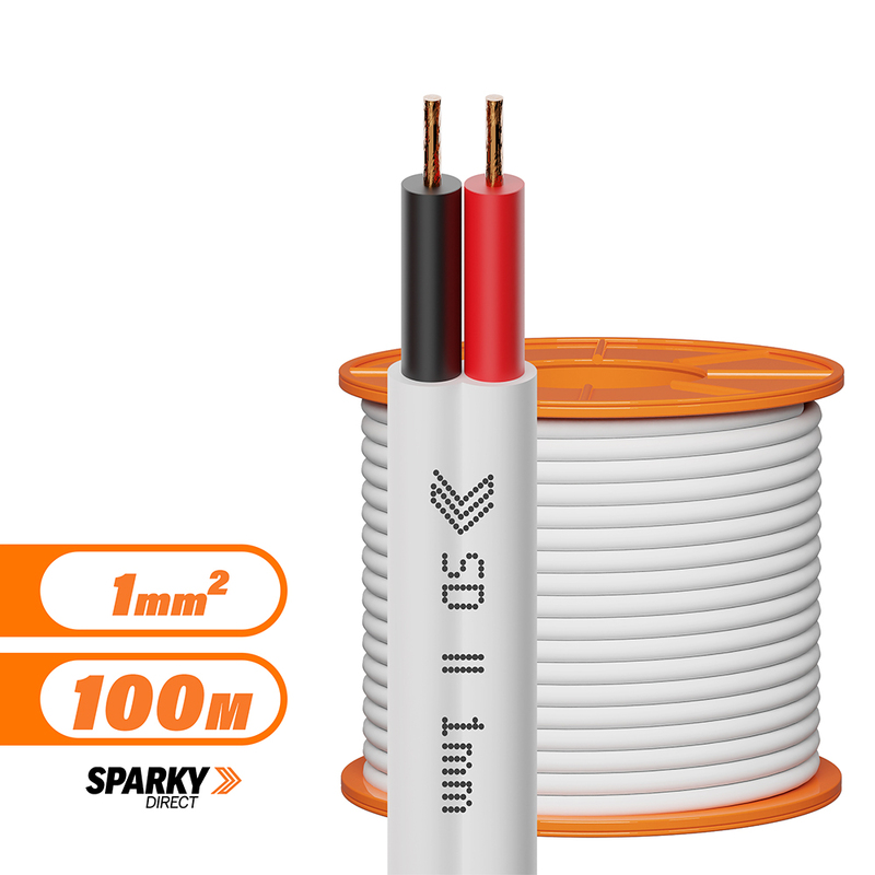 Cable Flat 1.0mm Twin TPS Red / Black Pvc / Pvc 100mtrs | Twin Red ...