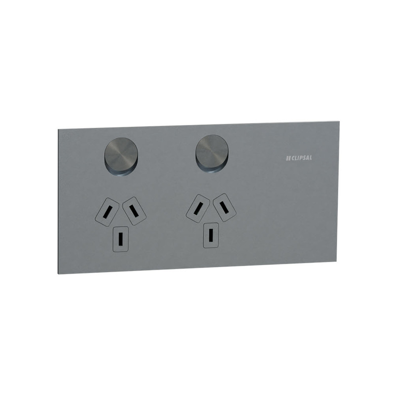 Clipsal 1025-PT | Solis T Series Horizontal Double GPO | Platinum Power ...