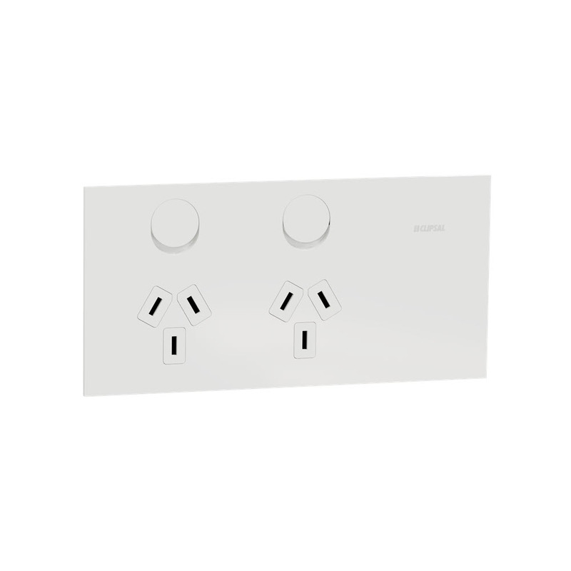 Clipsal 1025-WC | Solis T Series Horizontal Double GPO | White Ceramic ...