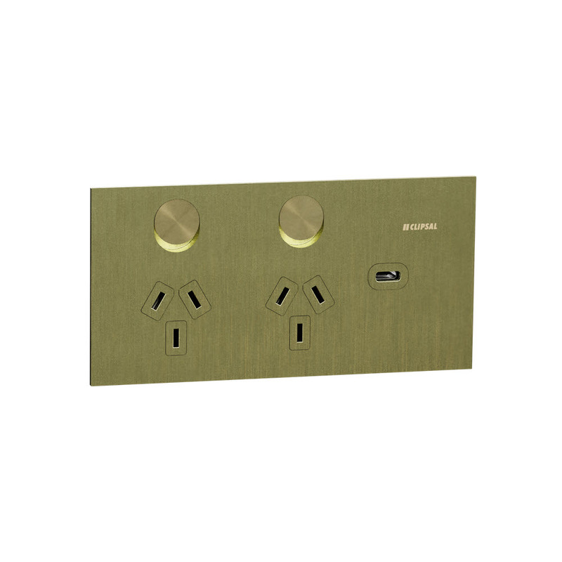 Clipsal 1025USBC-LB | Solis T Series Horizontal Double GPO with USB C ...