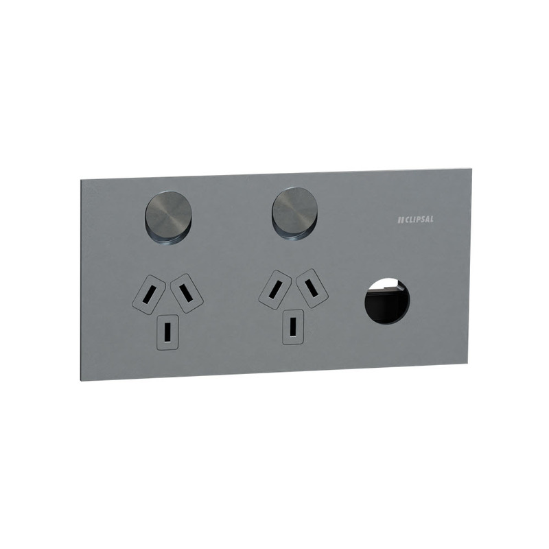 Clipsal 1025XUA-PT | Solis T Series Horizontal Double GPO With Extra ...