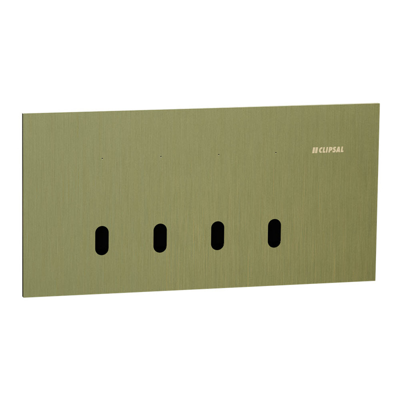 Clipsal Solis 4 Gang Switch Grid and Plate | Living Brass