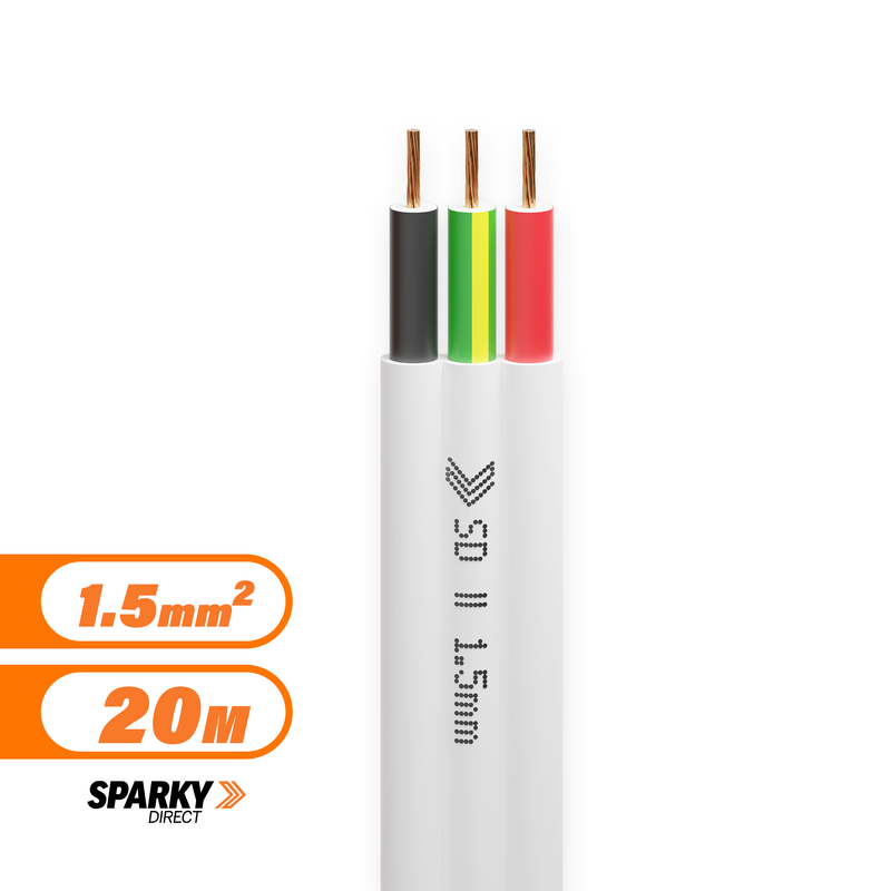 Electra-Cables 15TE20 | 1.5mm Twin & Earth Flat Cable | Pvc / Pvc | 7 ...