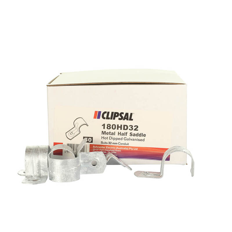 Clipsal 180HD32 | 32mm Galvanised Half Saddles | 50 Box