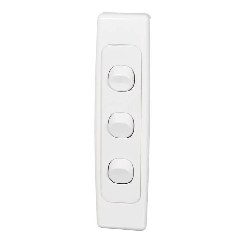Clipsal 2033A-WE | 3 Gang Architrave Switch 10amp White | 2000 Series