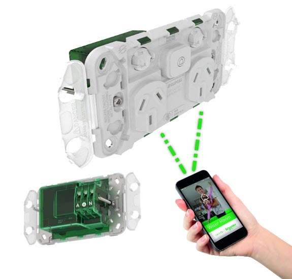 Clipsal Iconic 3025CSG | Double Power Point GPO, Grid, Horizontal Twin ...