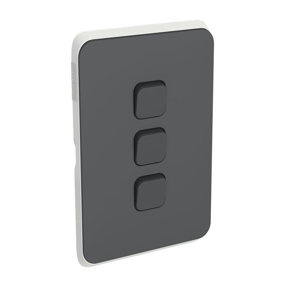 Clipsal Iconic 3043C-AN | 3 Gang Switch Plate Cover Anthracite | (Skin ...
