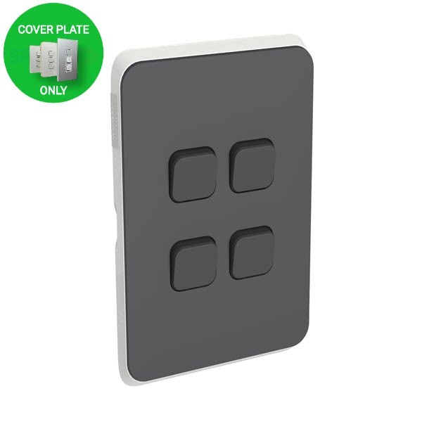 Clipsal Iconic 3044C-AN | 4 Gang Switch Plate Cover Anthracite | (Skin ...