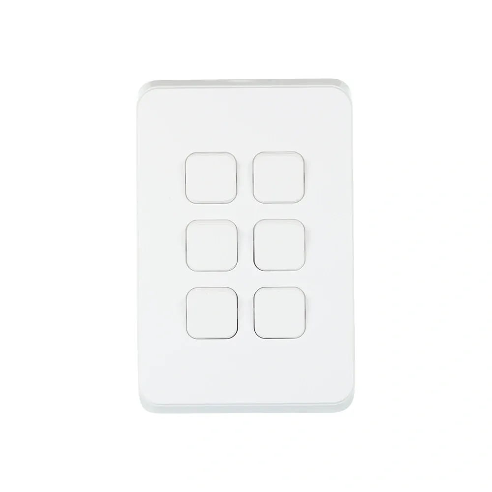 Clipsal 3046C-XW | Iconic 6 Gang Switch Cover | Extra White | (SKIN ONLY)