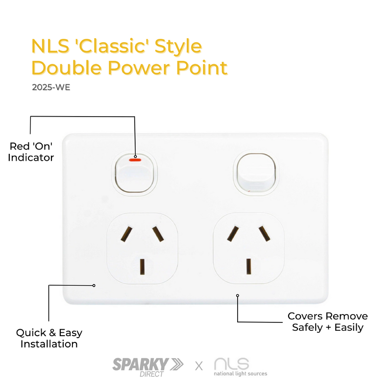 NLS Double Power Point 10Amp 'Classic' Style | NLS power point 30500