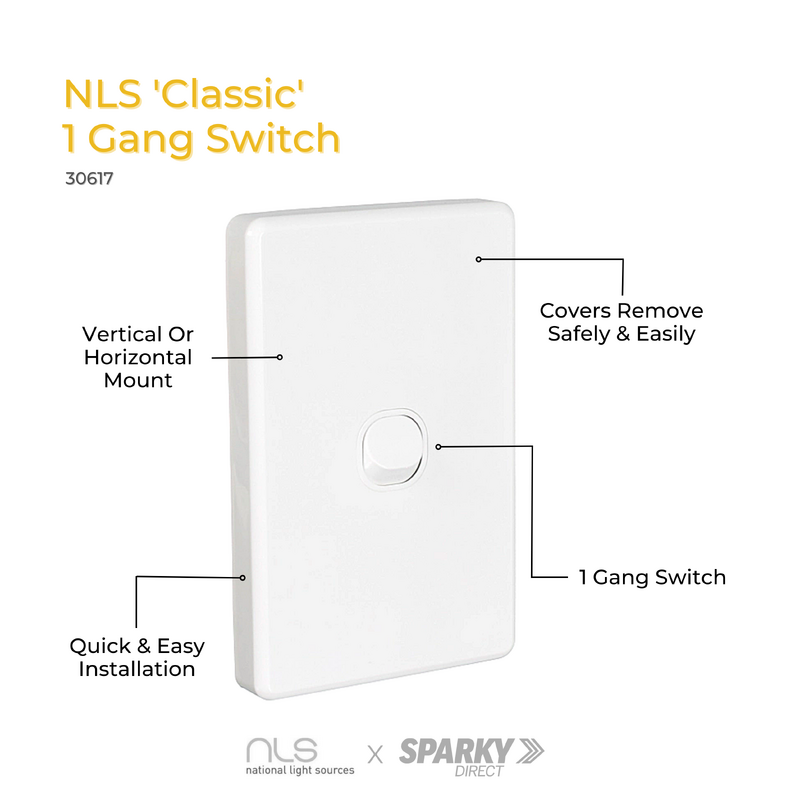 NLS 30617 | 1 Gang Switch 10 Amp | 'Classic' Style White