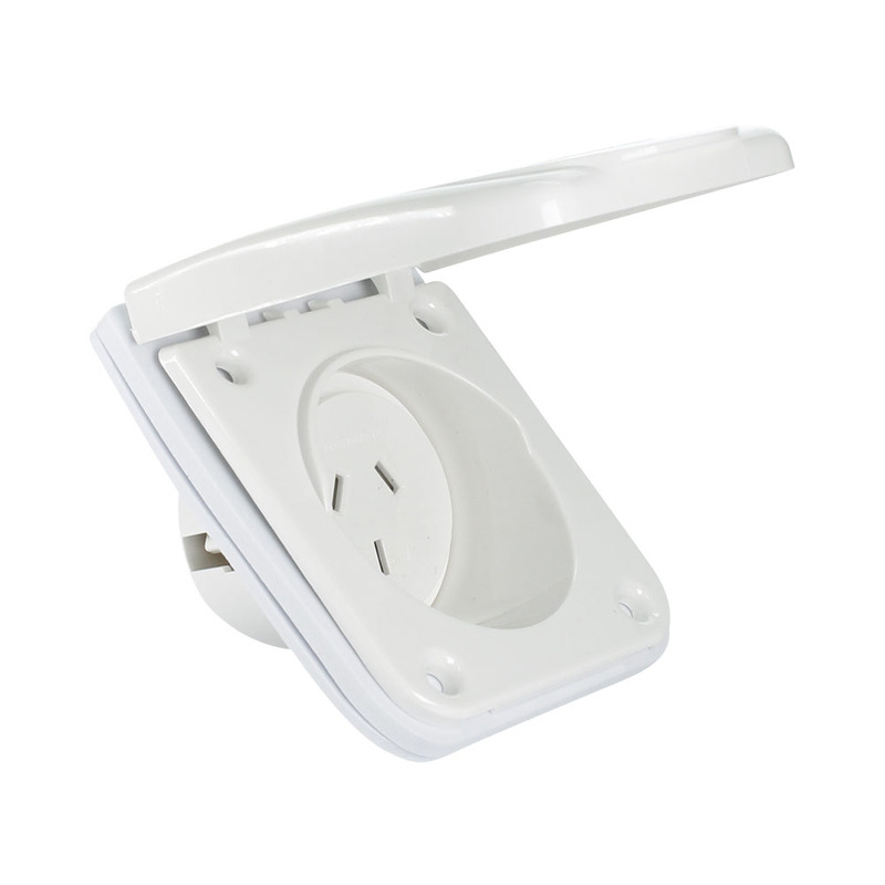 NLS 30791 | Weatherproof Inlet 15 Amp White IP44 | Caravan Inlet