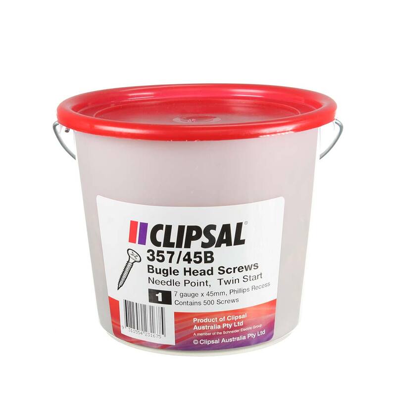 Clipsal 357/45B Self Drilling Screw, Bugle Head, 7Gx45mm, 500 per ...