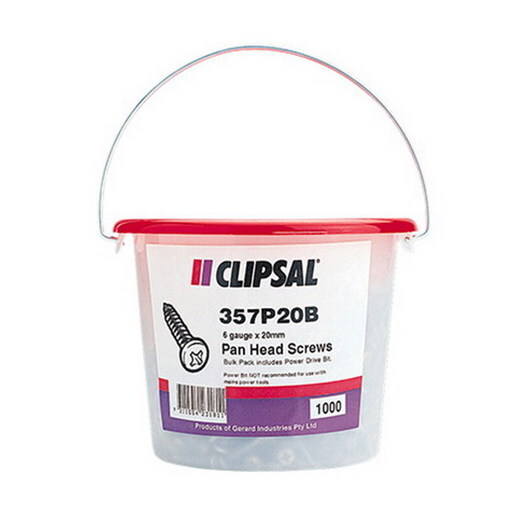 Clipsal 357P20B | Pan Head Self-Drilling Screws 6 x 20mm | Bucket: 1000