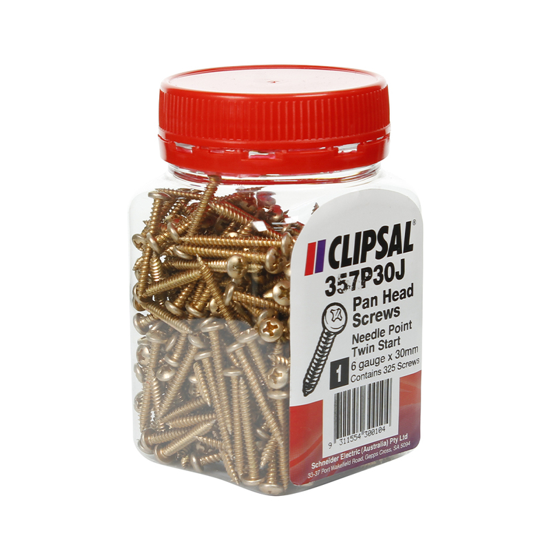 Clipsal 357P30J | Self Drilling Pan Head Screws 6g x 30mm | Qty: 325