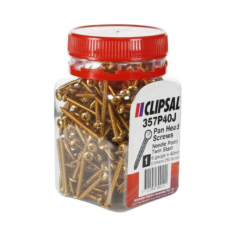 Clipsal 357P40J | Self Drilling Pan Head Screws 6g x 40mm | Qty: 250