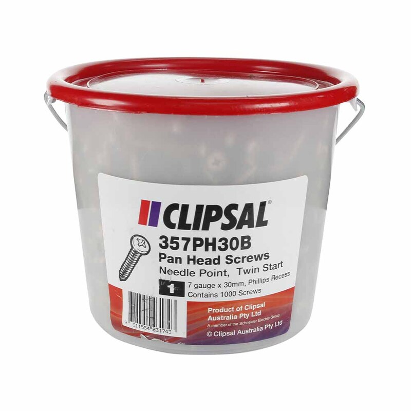 Clipsal 357PH30B | Self Drilling Pan Head Screws 7g x 30mm | Bucket: 1000