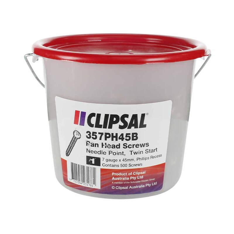 Clipsal 357PH45B | Self Drilling Pan Head Screws 7g x 45mm | Bucket: 500