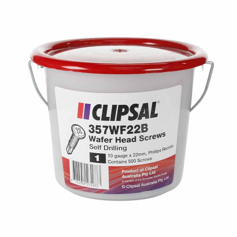 Clipsal 357WF22B | Self Drilling Washer Head Screws 10g x 22mm | Bucket ...