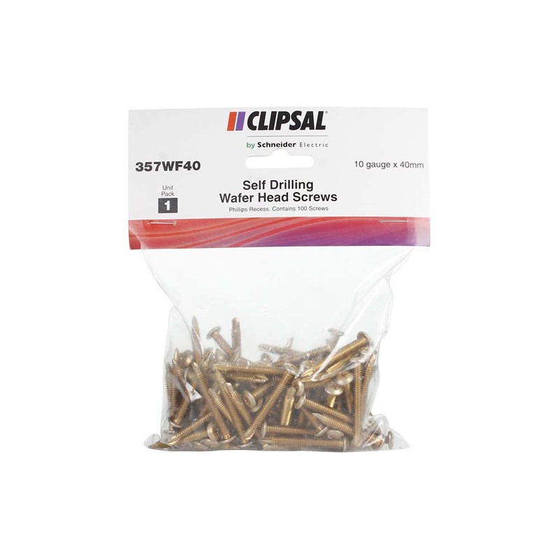 Clipsal 357WF40 | Self Drilling Wafer Head Screws 10g x 40mm | Bag: 100