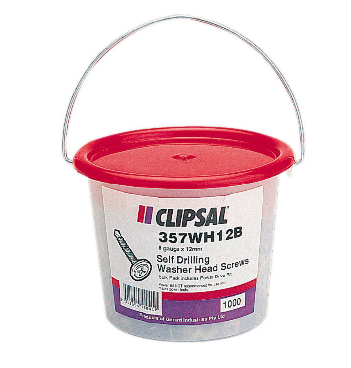 Clipsal 357WH12B Self Drilling Screw, Washer Head, 8Gx12mm, 1000 per ...