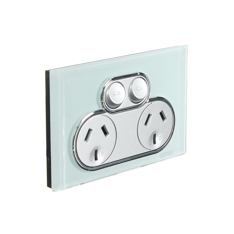 CLIPSAL SATURN 4025-OM | 10A Double Power Point | Ocean Mist