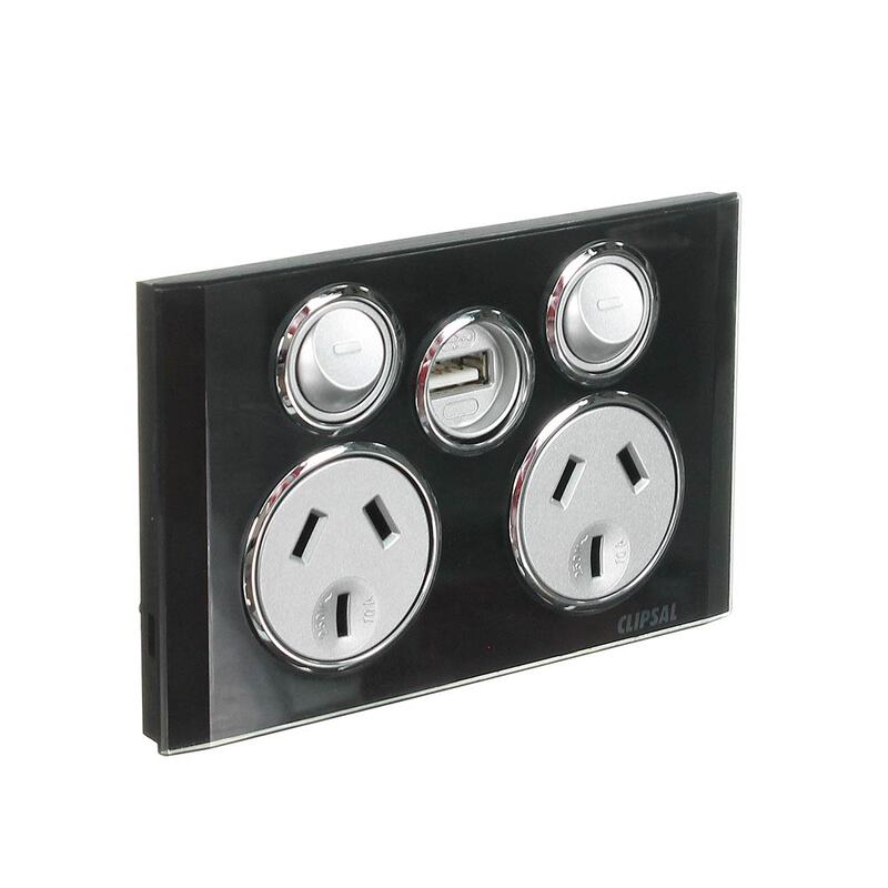 CLIPSAL SATURN 4025USBC-EB | 10A Double Power Point C/W USB | Espresso ...