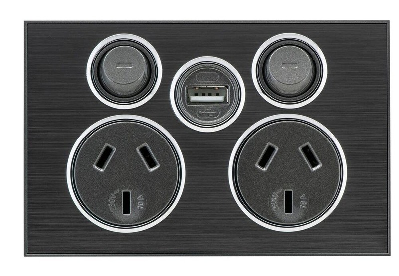 CLIPSAL SATURN 4025USBC-HB | 10A Double Power Point C/W USB | Horizon Black