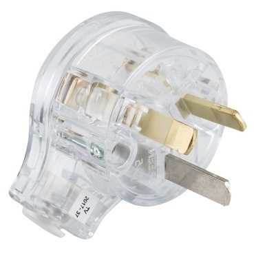 Side Entry 3 Pin 10Amp Plug Top Transparent Clipsal 418STR