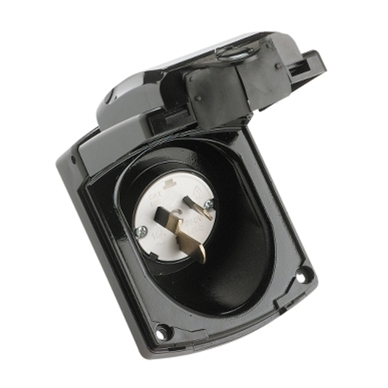 Clipsal 435VFS15-BK | Weatherproof Socket Inlet 15 Amp IP34 | Caravan ...