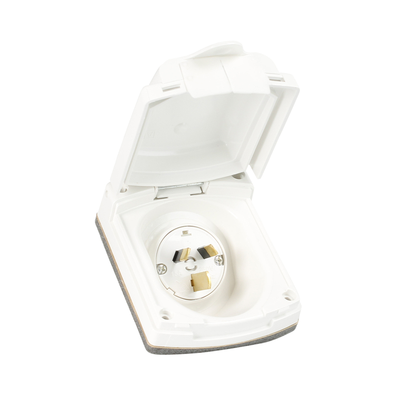 Clipsal 435VFS15-WE | Weatherproof Inlet 15 Amp White IP34 | Caravan Inlet