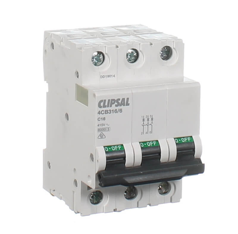 CLIPSAL 4CB316-6 | 16amp Three Pole 6kA Circuit Breaker C Curve