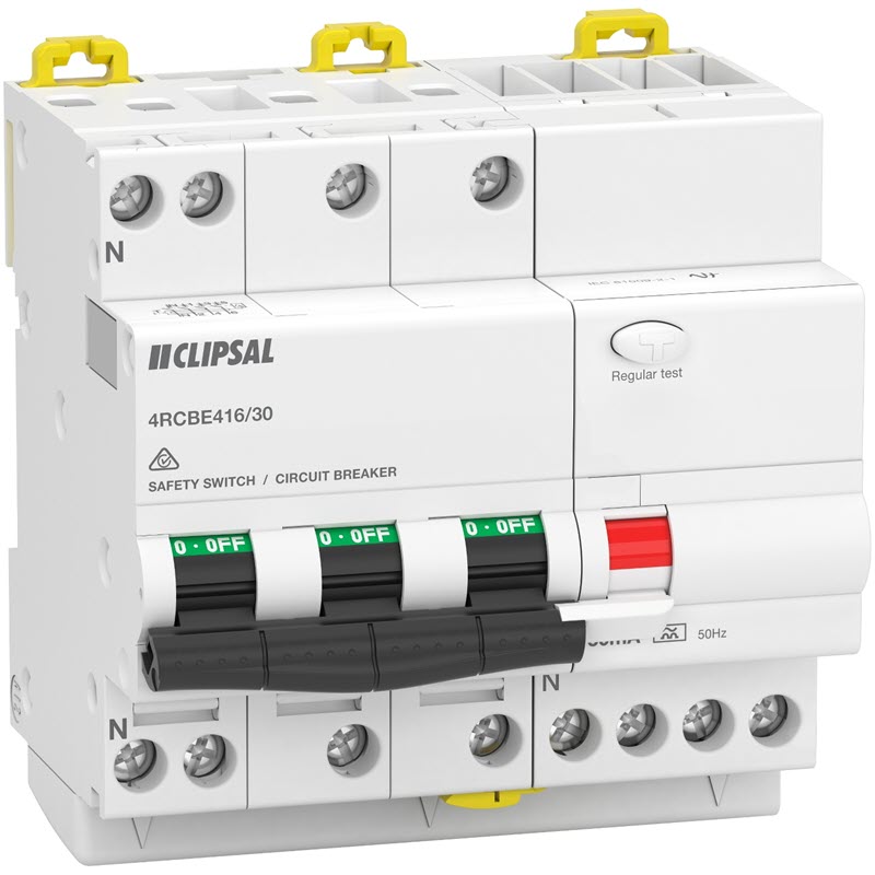 Clipsal 4RCBE416/30 | 4 Pole 16Amp 6kA 30mA RCD/MCB RCBO