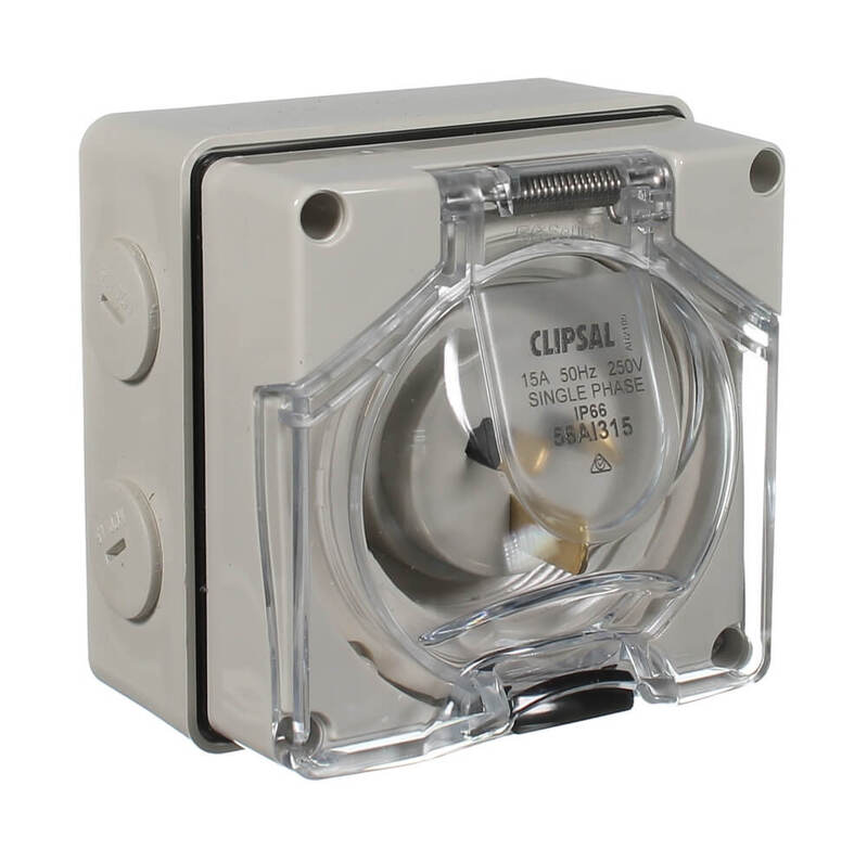 CLIPSAL 56AI315 | Appliance Inlet 3 Flat Pin 15Amp IP66 Rated (Grey) 56 ...