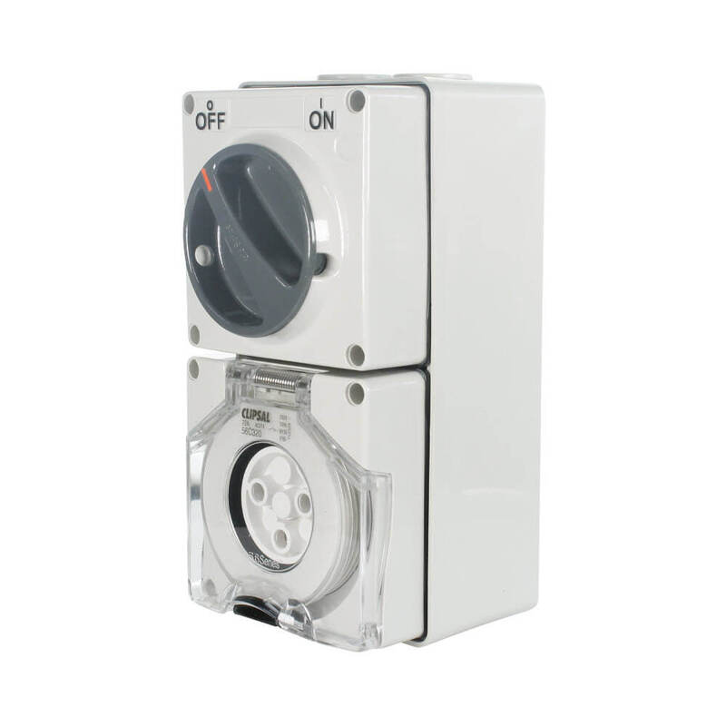 Clipsal 56C320GY | 3 Round Pin 20Amp Switched Socket Outlet IP66 | 56 ...