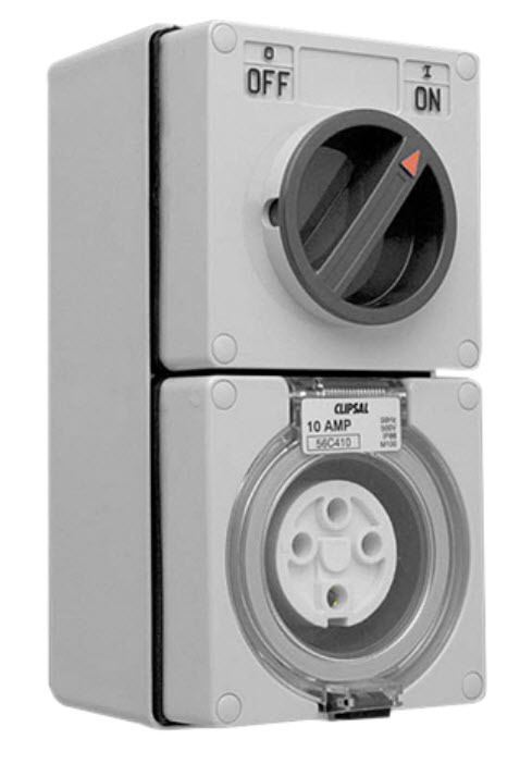 CLIPSAL 56C410-GY | 4 Pin 10Amp Combination Switched Socket | 56 Series