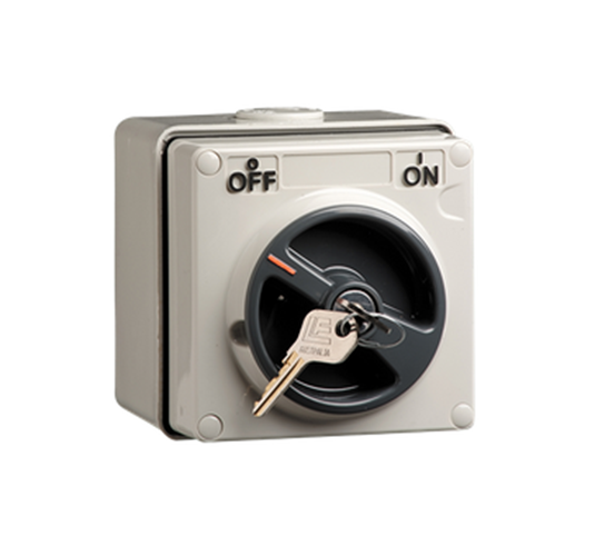 CLIPSAL Isolating Switch 1P 15A 250V Key Operated Grey | 56K2SW115