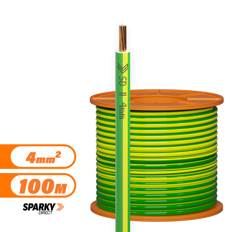 4mm Green and Yellow Building Wire Cable | Pvc 100mtrs - Electra-Cables