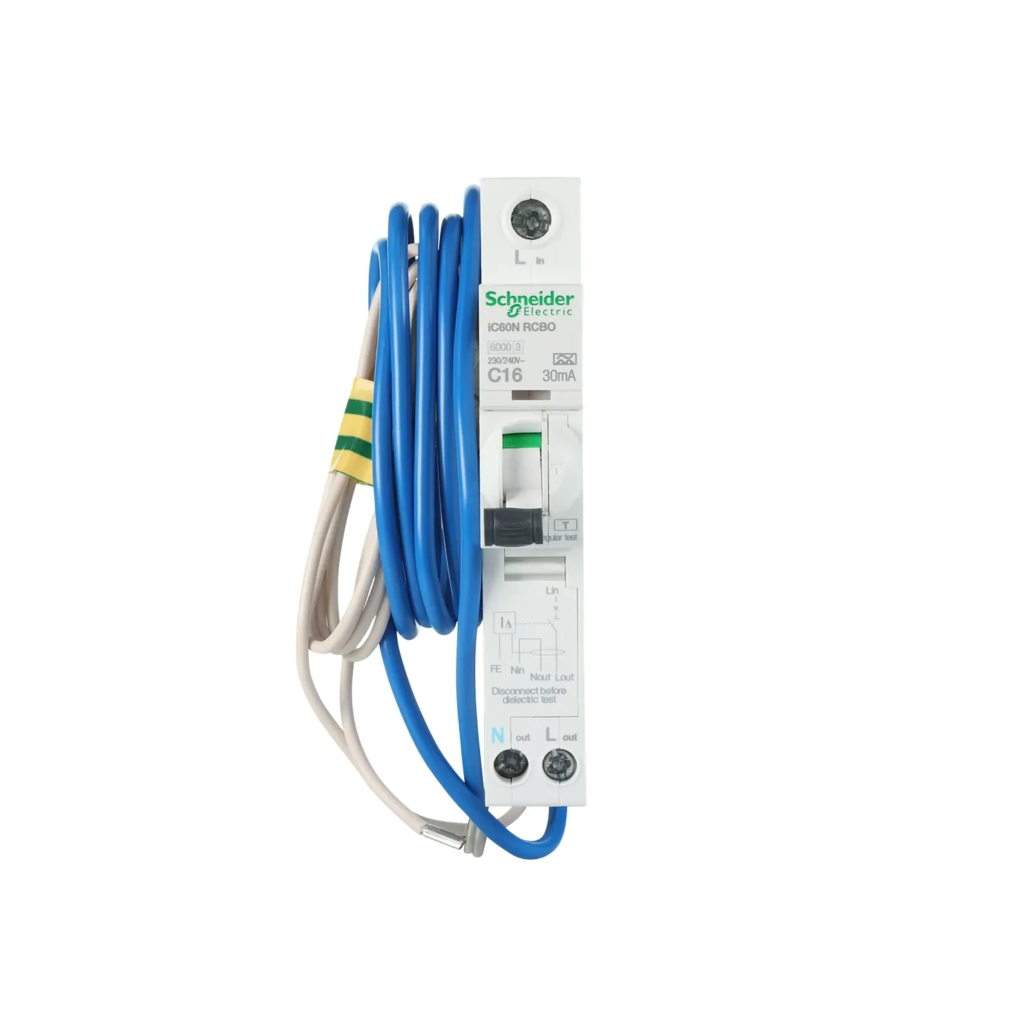 Schneider Electric A9D61816 | Acti9 16A RCBO 1P+Ns Type A | 6kA