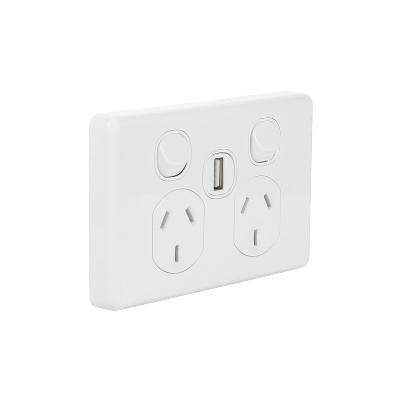 Clipsal C2025USBC-WE | Double Power Point With 1.2A USB White (Classic ...